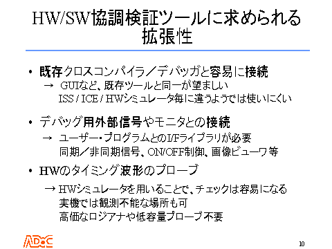 HW/SW協調検証ツールに求められる拡張性